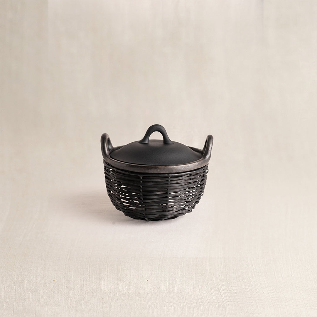 Black Kadai and Tokri Chafing Basket Small